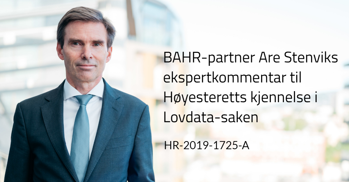 Kommentar til Høyesteretts kjennelse i Lovdata-saken — Advokatfirmaet BAHR