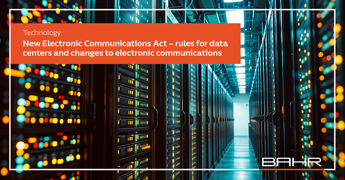 Technology | New Electronic Communications Act – rules for data centers ...